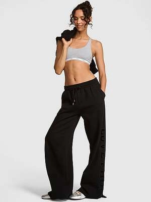 Pink Campus Fleece™ Wide-Leg Split-Hem Sweatpants Black