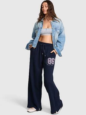 Pink Campus Fleece™ Wide-Leg Split-Hem Sweatpants Blue