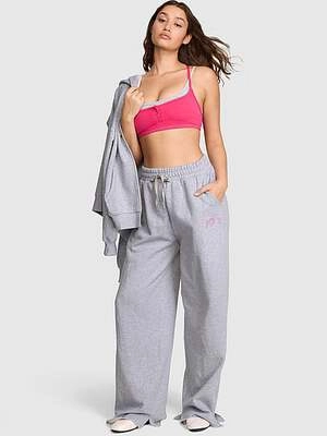 Pink Campus Fleece™ Wide-Leg Split-Hem Sweatpants Grey
