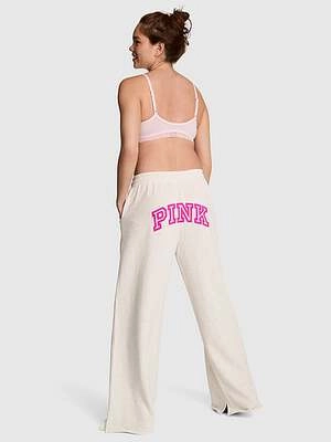 Pink Campus Fleece™ Wide-Leg Split-Hem Sweatpants Grey