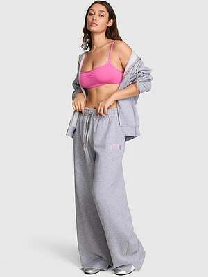 Pink Campus Fleece™ Wide-Leg Split-Hem Sweatpants Grey