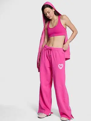 Pink Wide Leg Sweatpants For Women