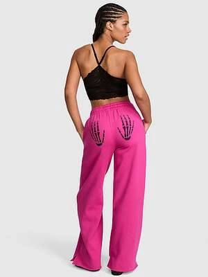 Pink Campus Fleece™ Wide-leg Split-hem Sweatpants - Pink