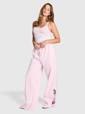 Pink Campus Fleece™ Wide-Leg Split-Hem Sweatpants Pink