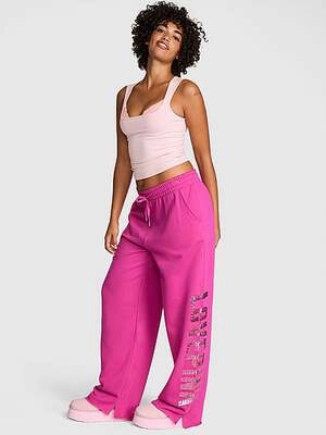 Pink Campus Fleece™ Wide-Leg Split-Hem Sweatpants Pink