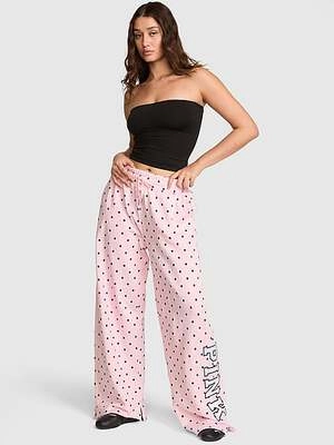 Pink Campus Fleece™ Wide-Leg Split-Hem Sweatpants Print