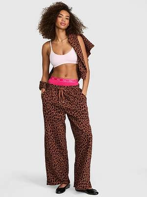 Pink Campus Fleece™ Wide-Leg Split-Hem Sweatpants Print