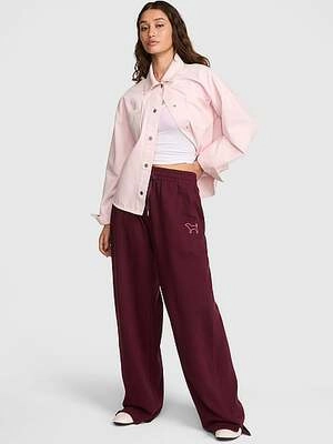 Pink Campus Fleece™ Wide-Leg Split-Hem Sweatpants Purple
