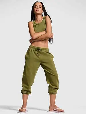 Pink Cropped Sweatpants For Women