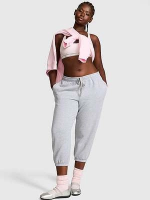 Pink Campus Fleece Capri Jogger Sweatpants Grey