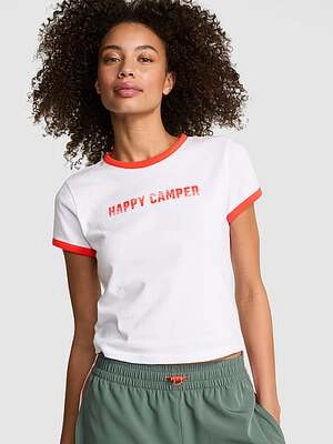Pink Retro Cotton Tee - White,ivory