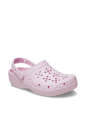 Pink Crocs Classic Floral Cut-out Clog - Pink