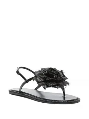 LE SILLA Floral-appliqué Sandals - Black
