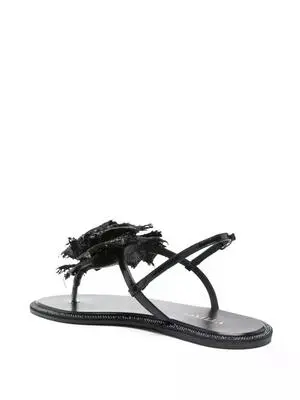 LE SILLA Floral-appliqué Sandals - Black
