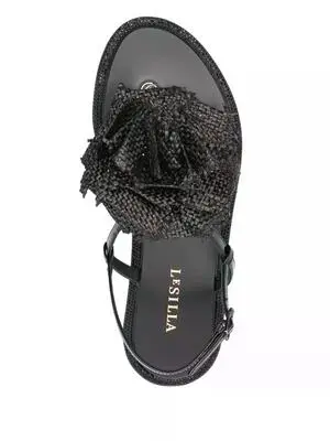 LE SILLA Floral-appliqué Sandals - Black