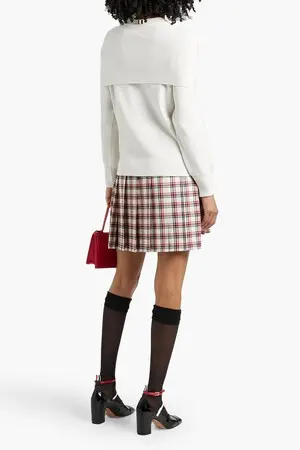 Thom Browne Layered Ribbed Cashmere And Wool-blend Sweater - Off-white