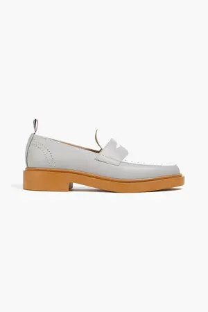 Thom Browne Leather Penny Loafers - Light Gray