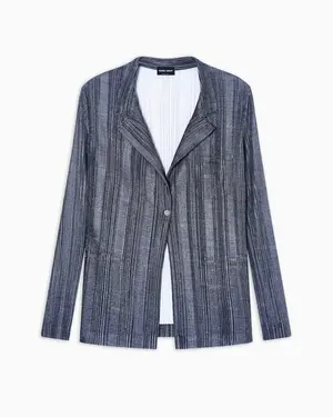 Giorgio Armani Single-breasted Two-tone Pleated Jersey Jacket - Grey