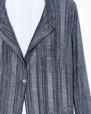 Giorgio Armani Single-breasted Two-tone Pleated Jersey Jacket - Grey