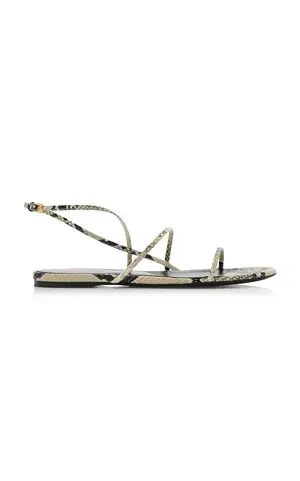 Khaite Loop Python-Effect Leather Sandals Python