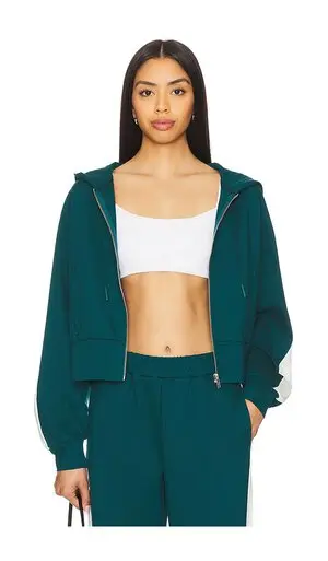 L*Space Zip Up Hooded Jacket With Striped Sleeves