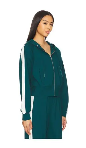 L*Space Zip Up Hooded Jacket With Striped Sleeves