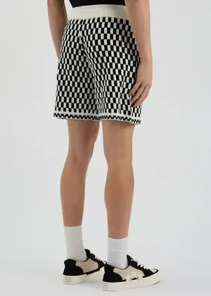 Amiri Checked Intarsia Wool-blend Shorts