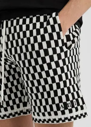 Amiri Checked Intarsia Wool-blend Shorts