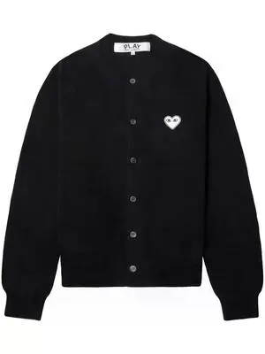 Play Comme Des Garcon Heart-appliqué Cardigan - Black