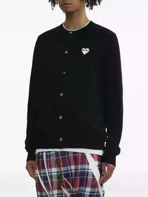 Play Comme Des Garcon Heart-appliqué Cardigan - Black
