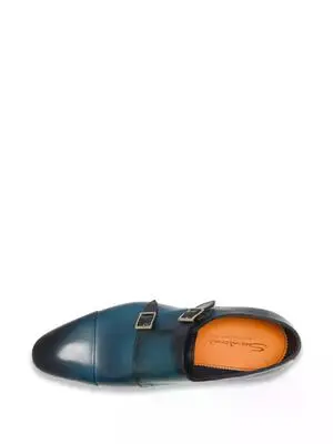 Santoni Leather Monk Shoes - Blue