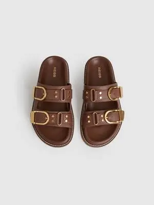 REISS Ella Leather Buckled Sandals