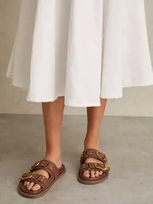 REISS Ella Leather Buckled Sandals