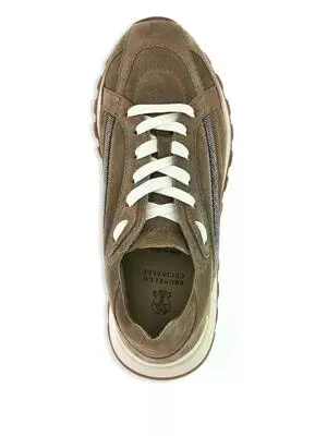Brunello Cucinelli Monili-embellished Suede Sneakers - Brown