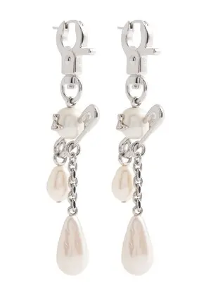 VIVIENNE WESTWOOD Claude Pearl-embellished Drop Earrings - Silver