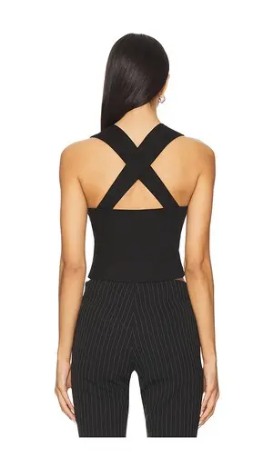ALL THE WAYS Pia Top Button-up Vest Detail - Black