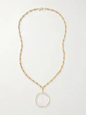 Tohum Design Plated Quartz Pendant Necklace - Gold