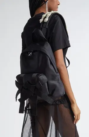 Simone Rocha Bow Front Backpack - Black/pearl