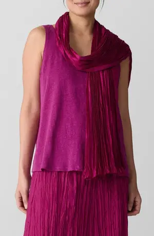Eileen Fisher Whisper Crushed Silk Scarf - Sangria