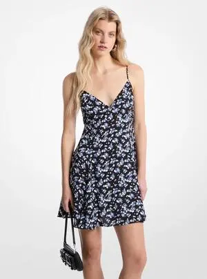 Michael Kors Studded Floral Crepe Mini Dress
