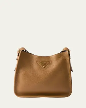 Prada Medium Daino Soft Leather Hobo Crossbody Bag - Cara