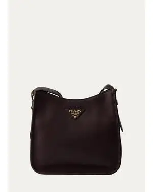Prada Medium Daino Soft Leather Hobo Crossbody Bag - Moro