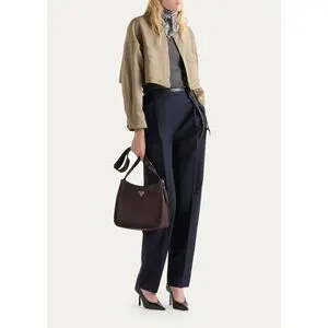 Prada Medium Daino Soft Leather Hobo Crossbody Bag - Moro