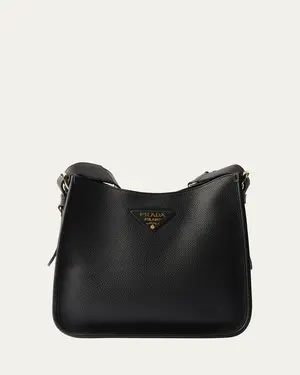 Prada Medium Daino Soft Leather Hobo Crossbody Bag - Nero