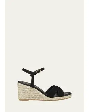 STUART WEITZMAN Dayna Suede Wedge Espadrilles - Black