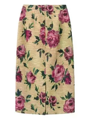 La DoubleJ Rose-print Pencil Skirt