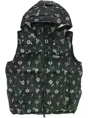 PURPLE BRAND Printed Corduroy Padded Gilet