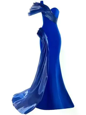 GABY CHARBACHY Draped Mermaid Gown - Blue