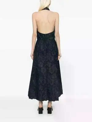 Elie Saab Embroidered Denim Dress