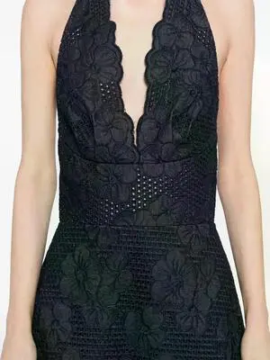 Elie Saab Embroidered Denim Dress